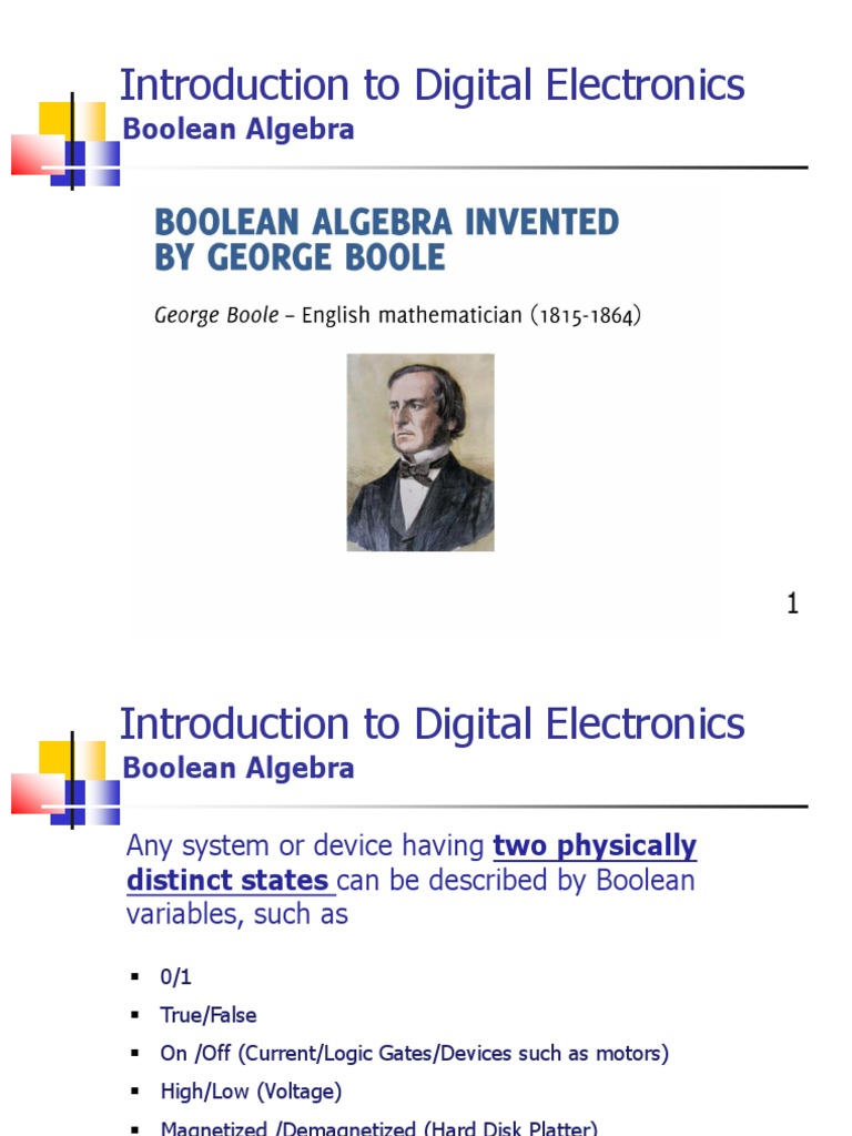Introduction To Digital Electronics: Boolean Algebra | PDF | Logic Gate ...