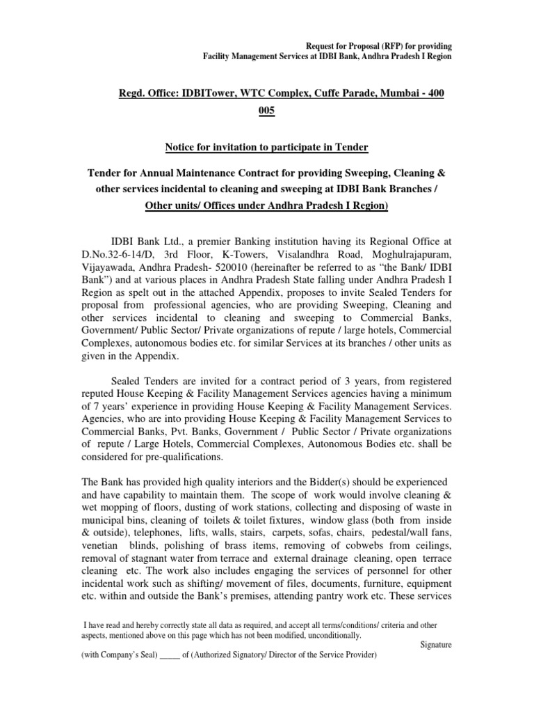 RFP FMS AndhraPradeshI REGIONALOFFICE | PDF | Request For Proposal | Bribery