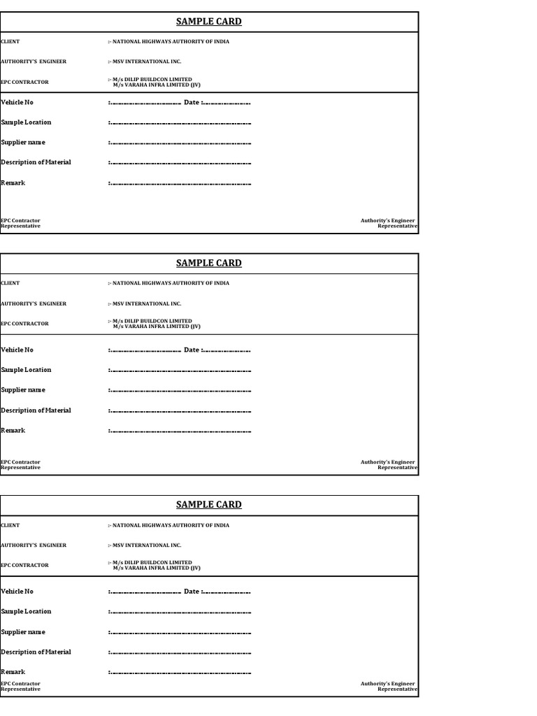 Sample Card Pdf
