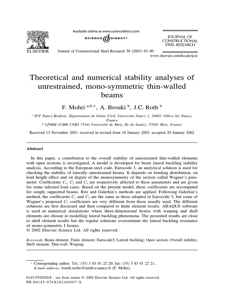 Steel Beam Stability Analysis | PDF | Buckling | Bending