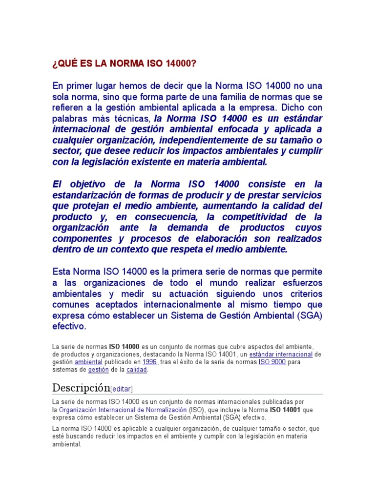 Qué Es La Norma Iso 14000 | PDF | Política | Economias