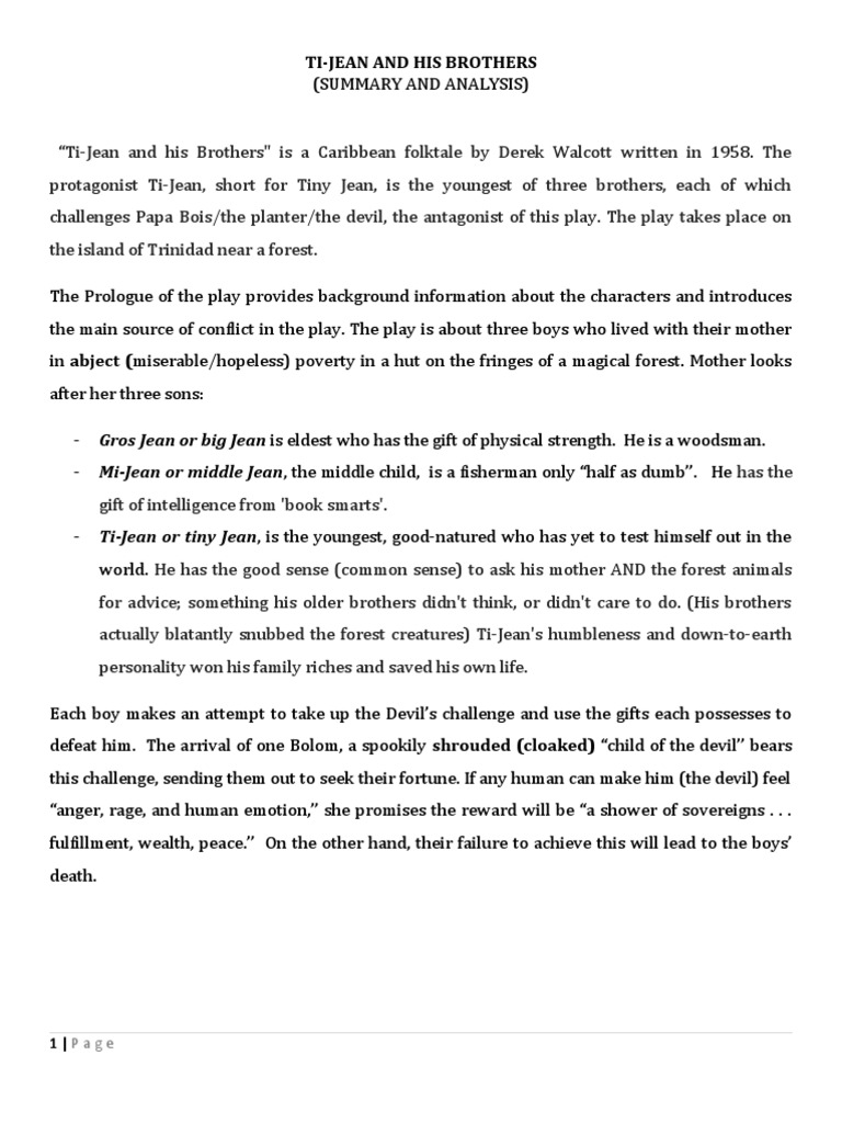 Ti-Jean and His Brothers | PDF | Devil | Storytelling