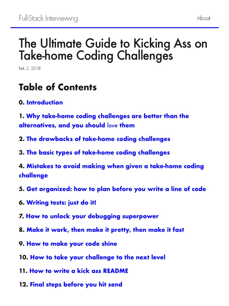 The Ultimate Guide To Kicking Ass On Take Home Coding Challenges | PDF ...
