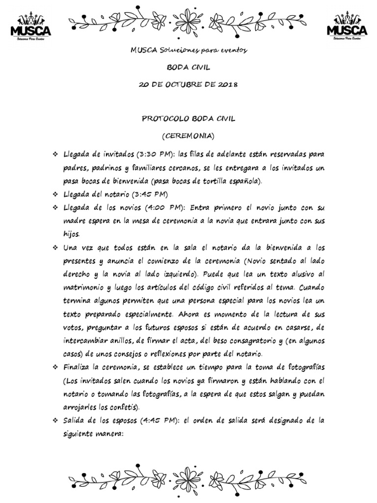 Protocolo Boda Civil | PDF | Boda | Matrimonio