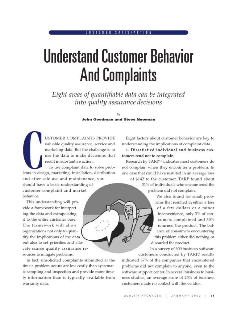 Understand Customer Behavior and Complaints | Download Free PDF ...