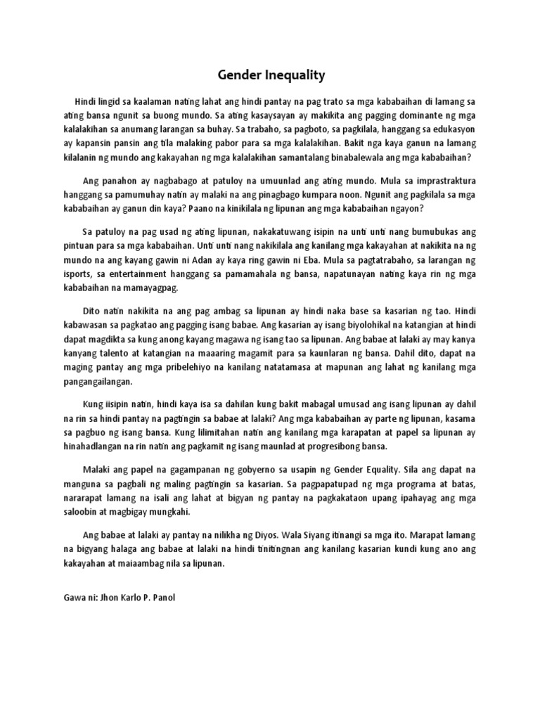 Usapin Tungkol Sa Gender Inequality | PDF