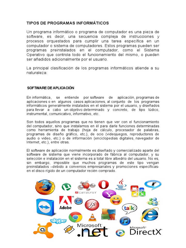 Tipos de Programas Informáticos | PDF | Programa de computadora ...