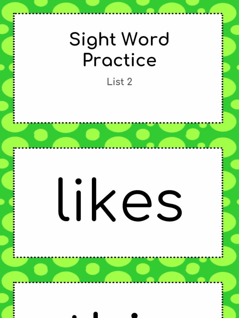 Sight Word List 2 | PDF