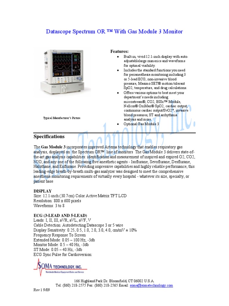 Datascope - Spectrum - or Ficha Tecnica | PDF | Physiology ...