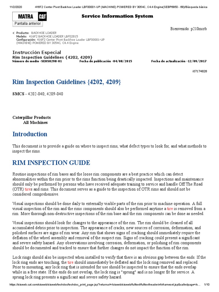 CATERPILLAR - Rim Inspection Guidelines (4202, 4209) | PDF ...
