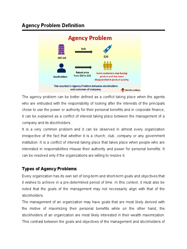 Agency Problem | PDF | Corporate Governance | Shareholders