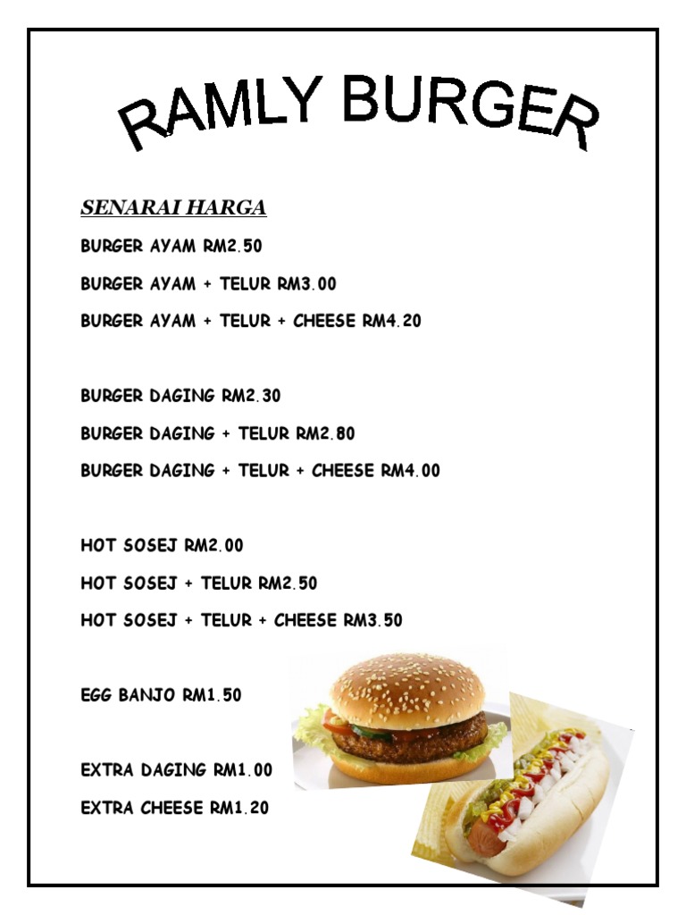 Senarai Harga Burger | PDF