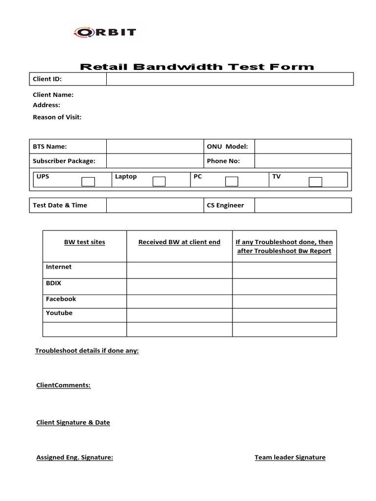 BW Test Report-Orbit | PDF | Finance & Money Management