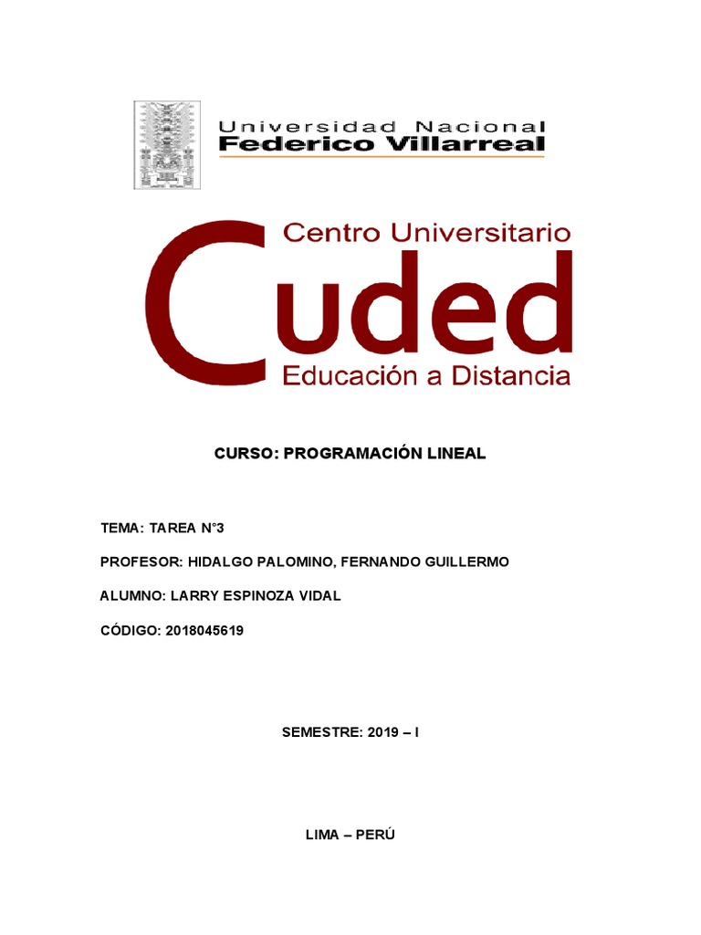 Tarea03 Espinoza Vidal Larry | PDF | Optimización Matemática ...