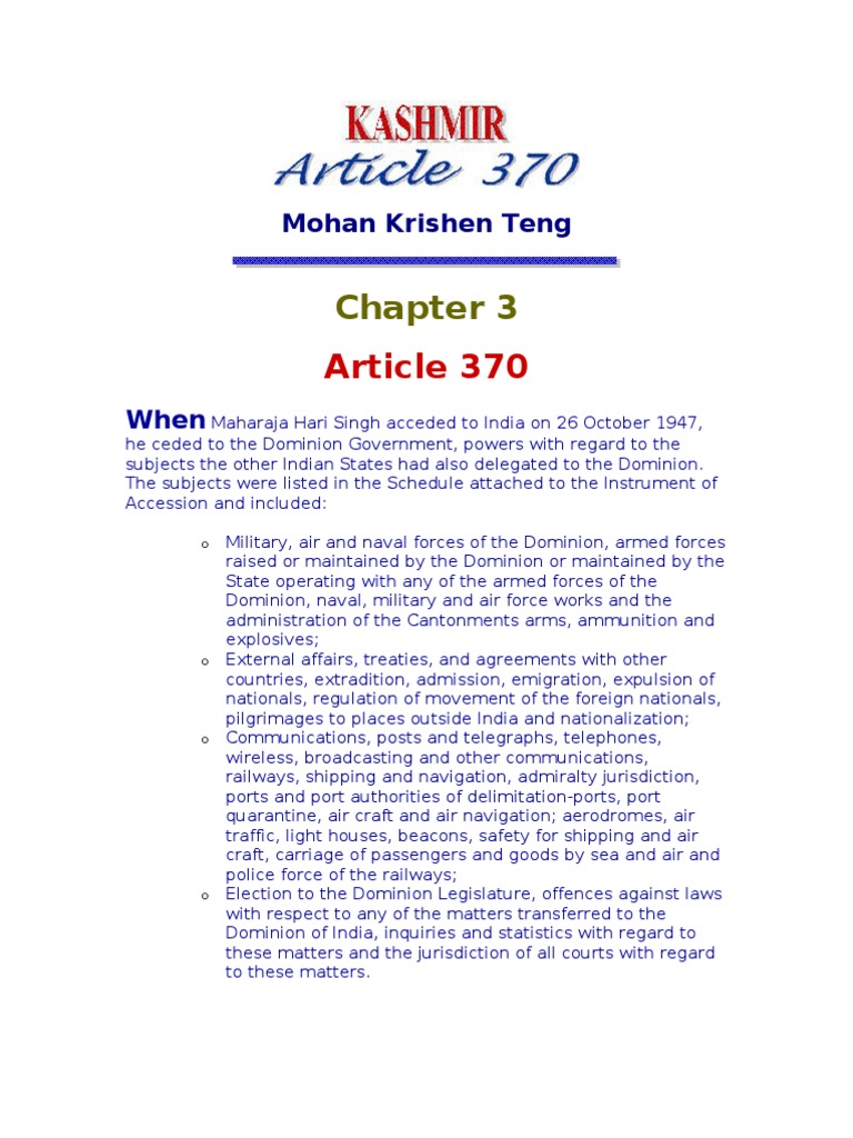 Article 370 | Jawaharlal Nehru | Government