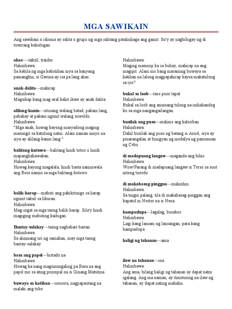 Mga Sawikain | PDF