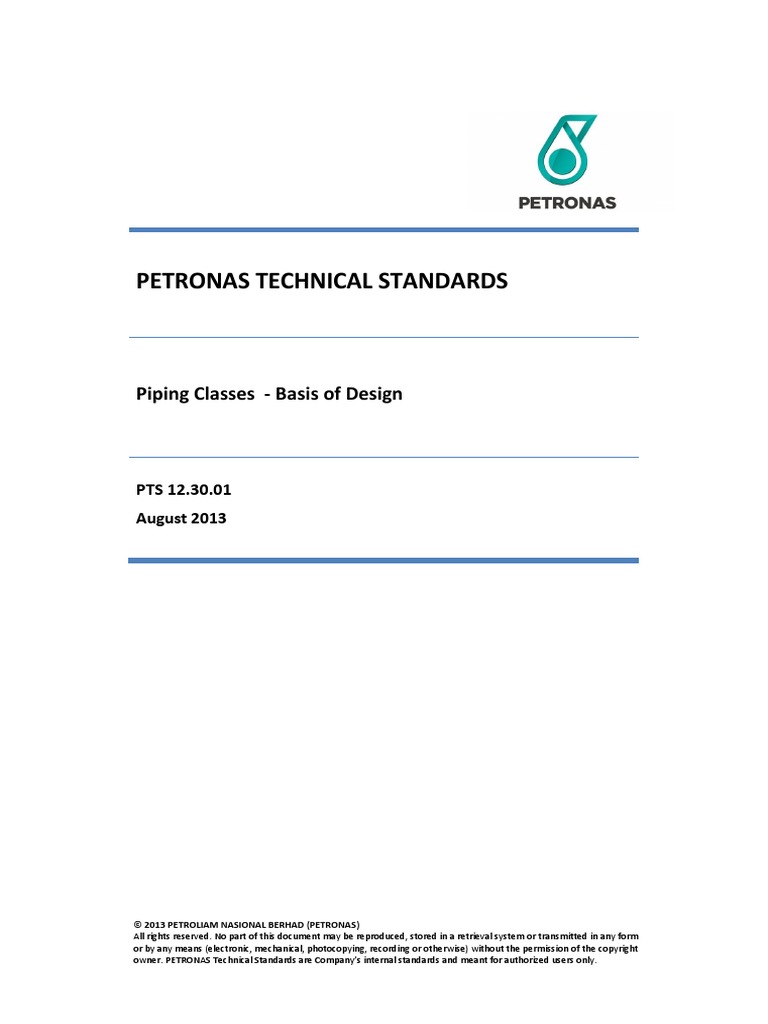 Petronas Technical Standards: Piping Classes - Basis of Design | PDF ...