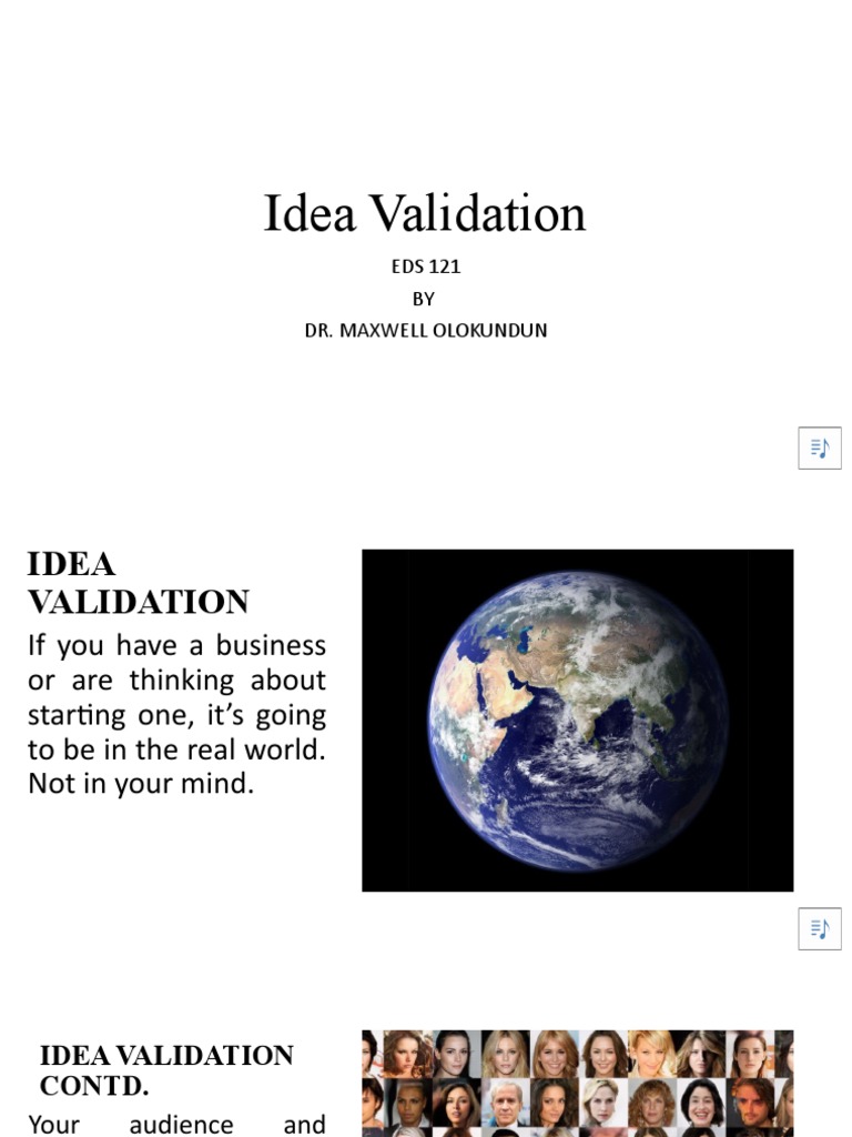 Idea Validation: EDS 121 BY Dr. Maxwell Olokundun | PDF | Cognition ...