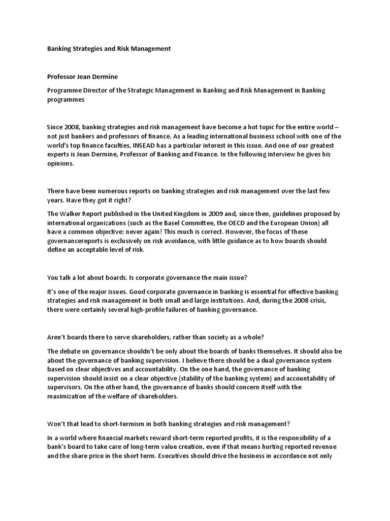 Banking Strategies and Risk Management | PDF | Banks | Credit Risk