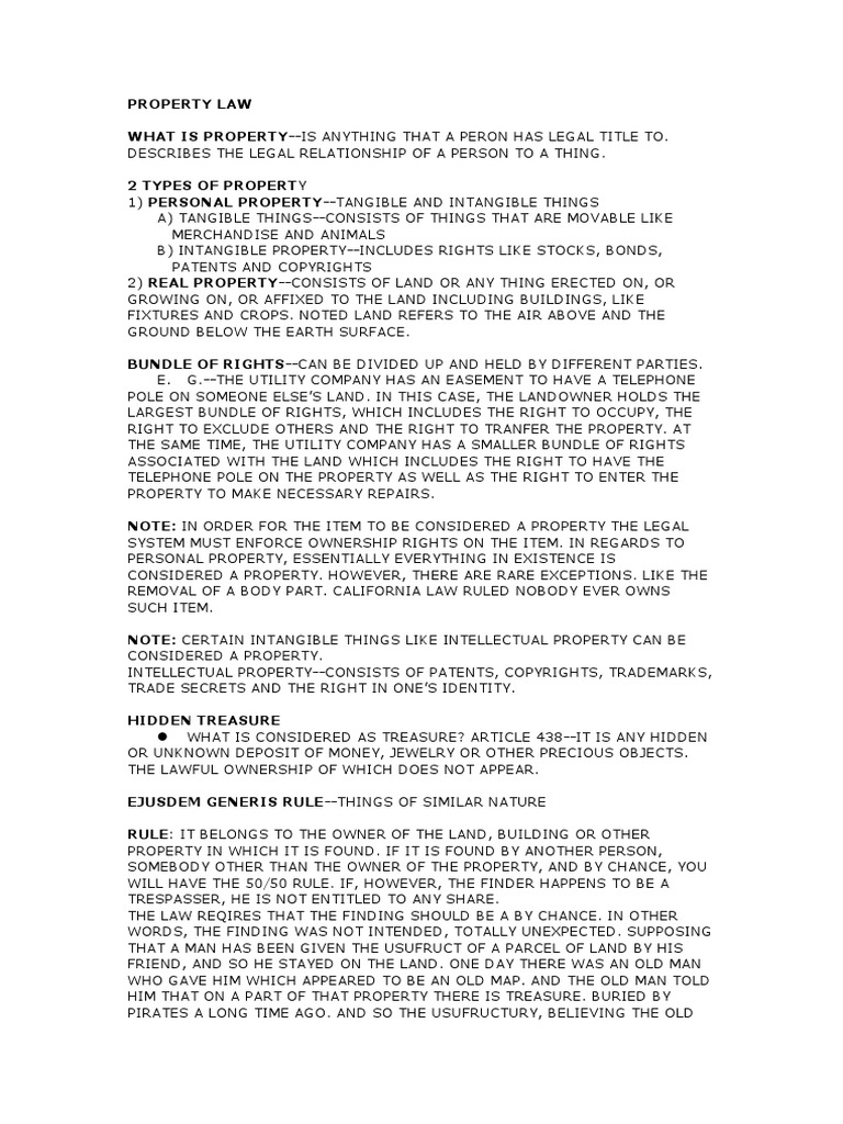 Property Law Notes | Download Free PDF | Property Law | Property