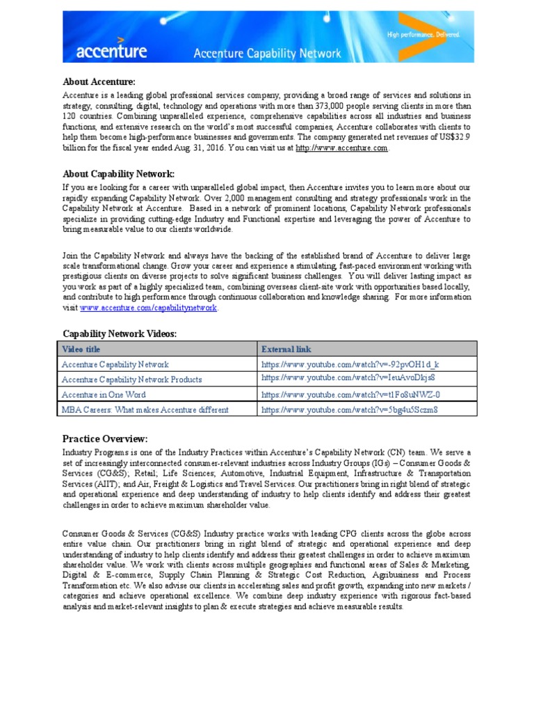 About Accenture:: Practice Overview | PDF | E Commerce | Marketing