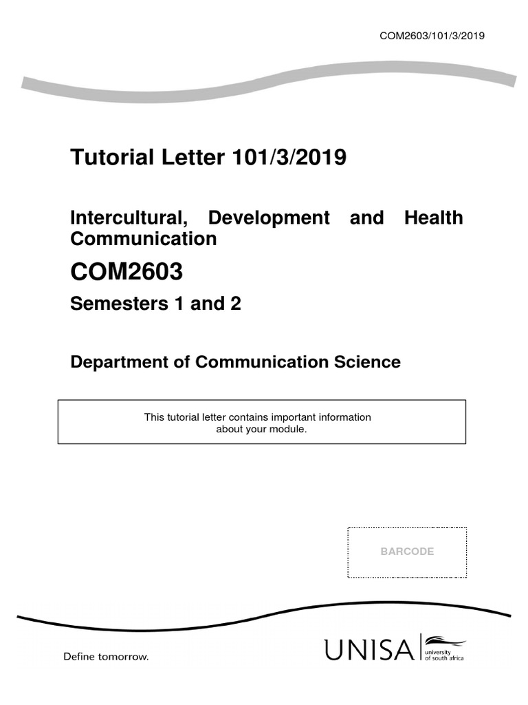 Tutorial Letter 101 (Both) For COM2603 2020 | PDF | Cross Cultural ...