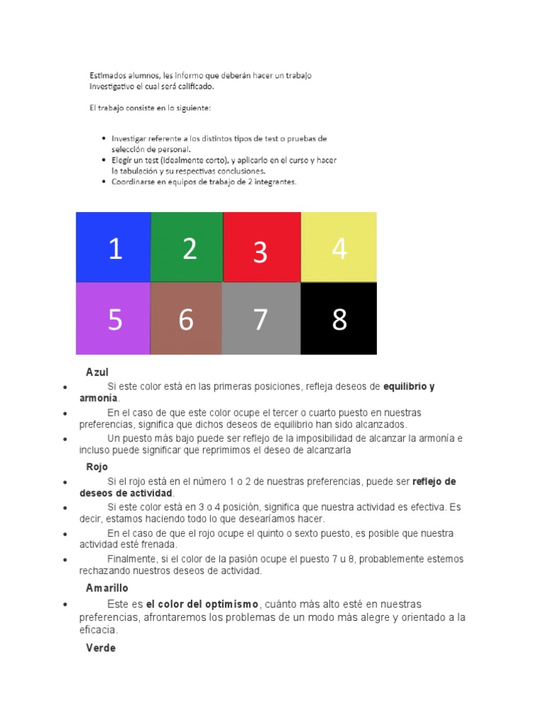 Test de Colores | PDF | Rojo | Color