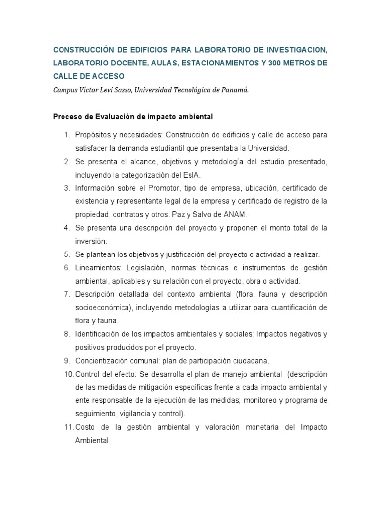 Proceso de EIA UTP | PDF | Evaluación de impacto ambiental | Entorno natural