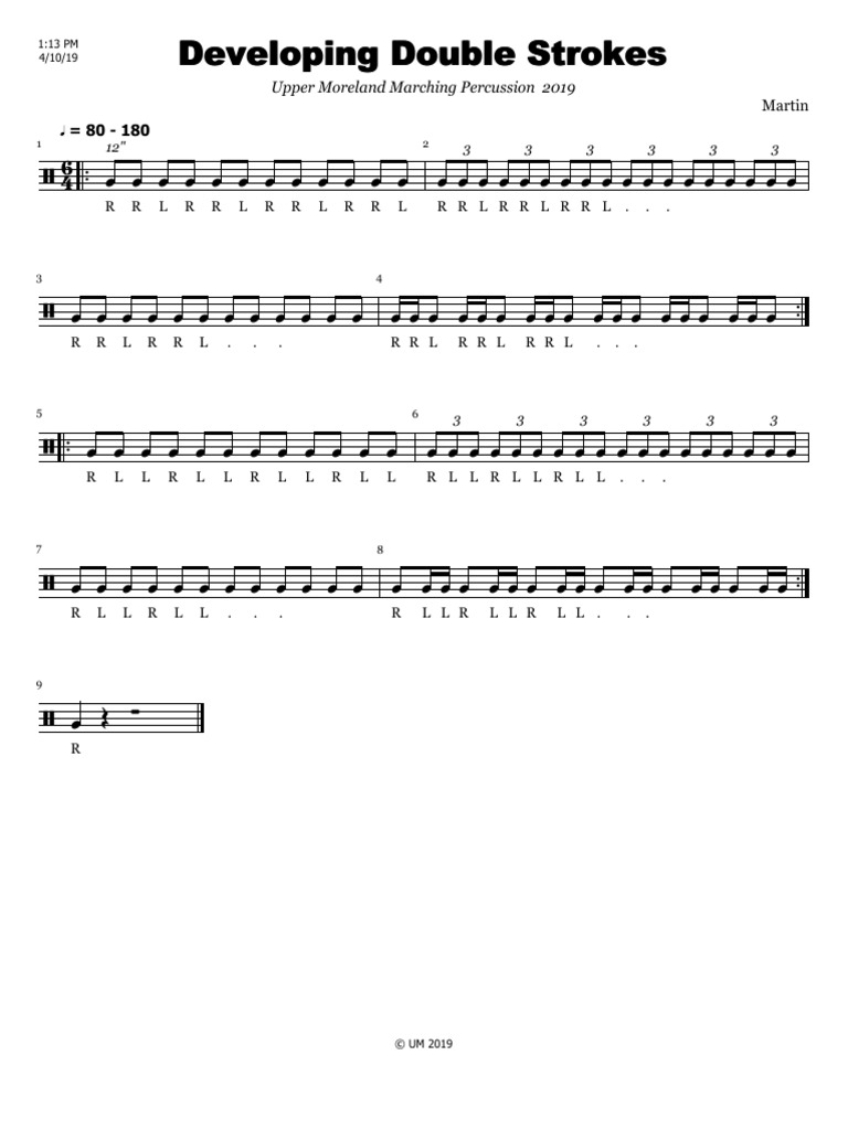Developing Double Strokes Developing Double Strokes: Martin 80 - 180 | PDF