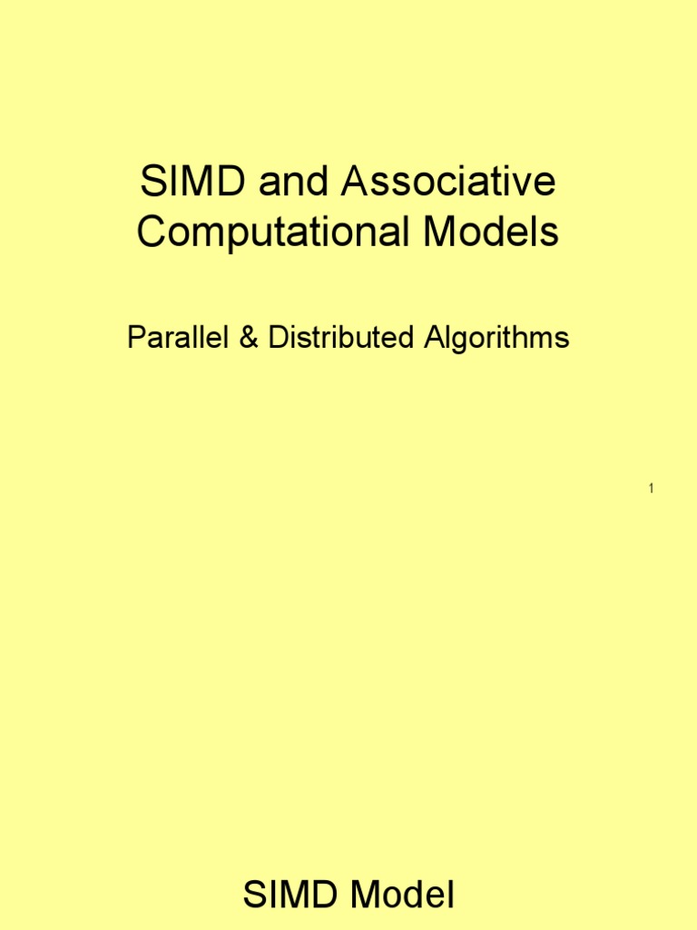 Simd And Associative Computational Models Parallel And Distributed Algorithms Pdf Parallel