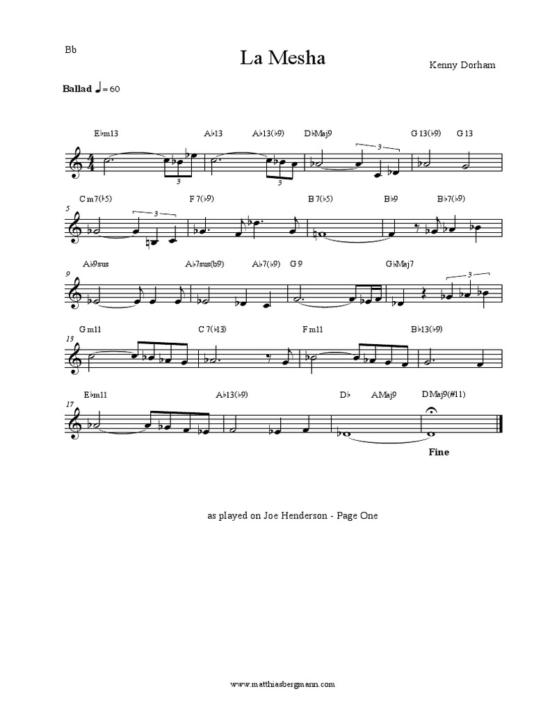 La Mesha - Kenny Dorham BB C Eb | PDF