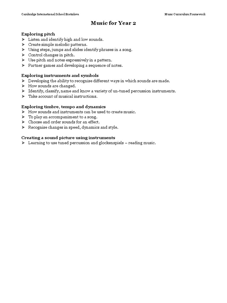 Year 2 Music Curriculum Overview | PDF | Language Arts & Discipline