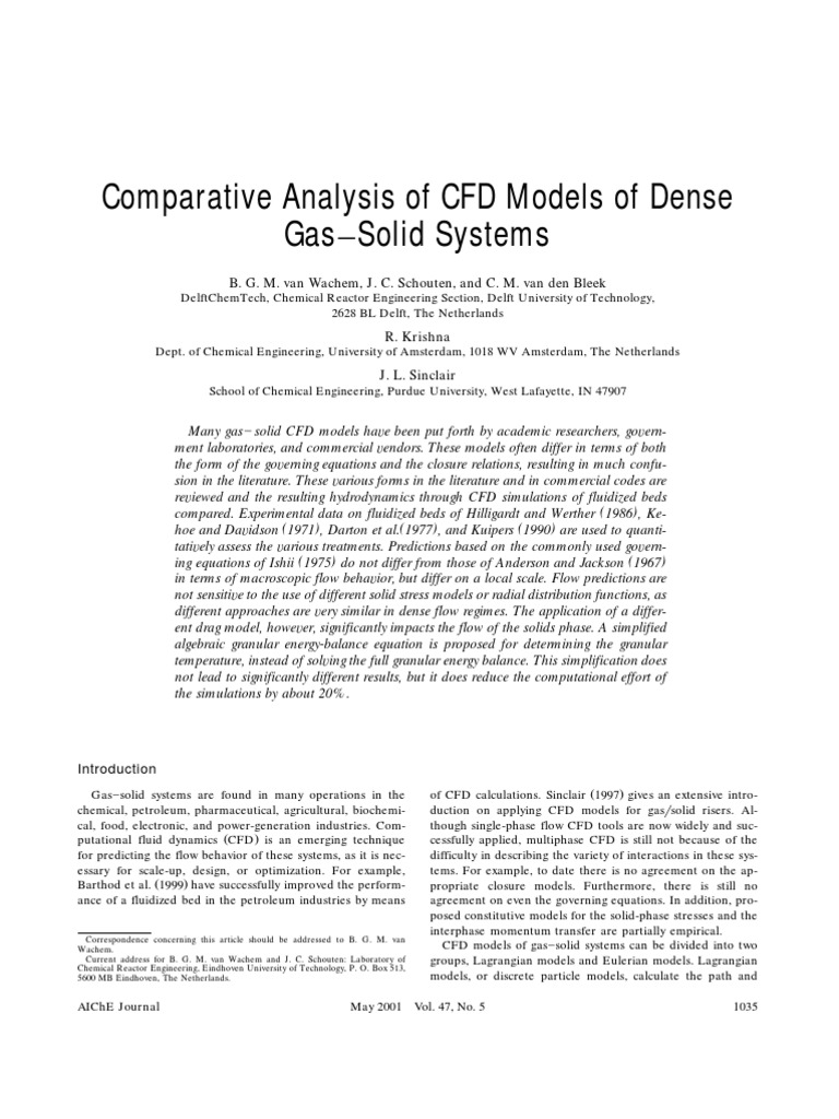 Comparative Analysis of CFD Models of Dense Gas-Solid Systems | PDF ...