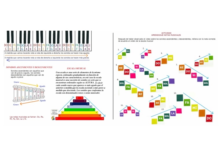 Actividad Sonidos Ascendentes y Descendentes, Escala Musical | PDF