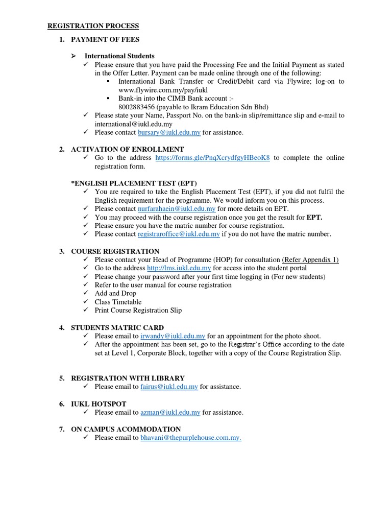 Appendix 1 Registration Process International Students Pdf
