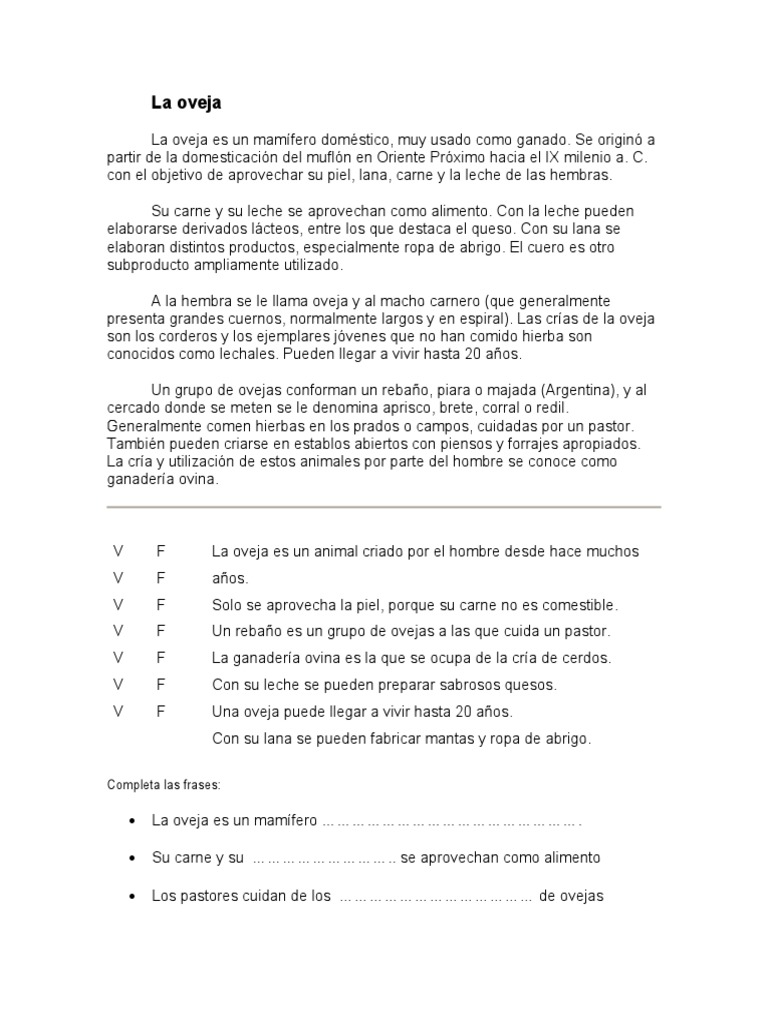 Lectura La Oveja Pdf
