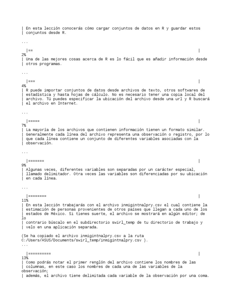 Leer y Escribir Datos | PDF | Valores Separados por Comas | Archivo de ...