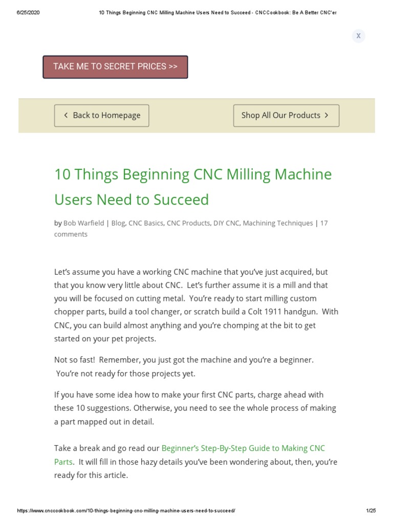 10 Things Beginning CNC Milling Machine Users Need To Succeed ...