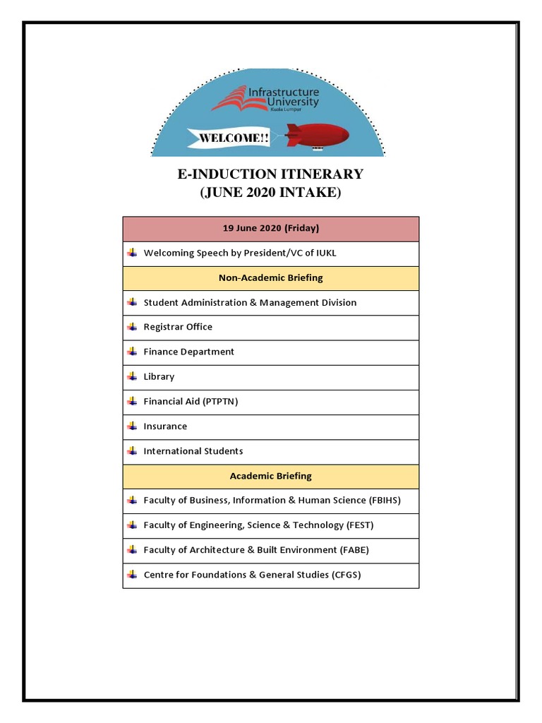 Appendix 2 - Induction Itinerary (June Intake) PDF | PDF