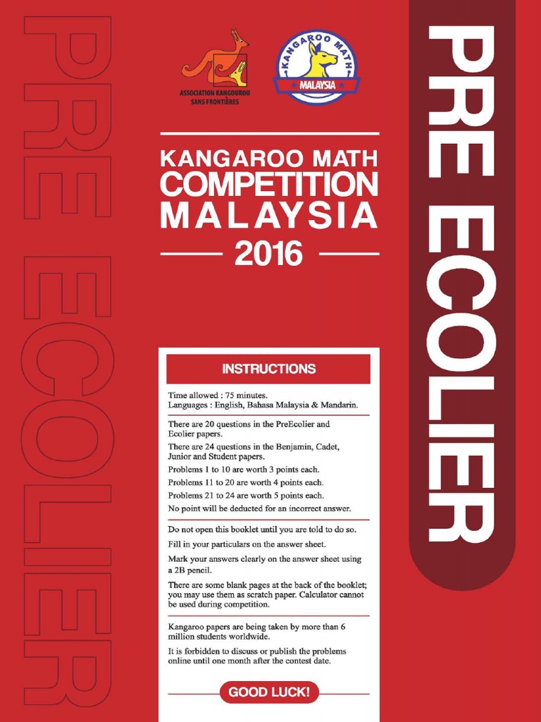 KMC2016 Pre-Ecolier PDF | PDF