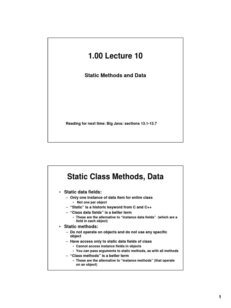 Lec10 Pdf Pdf Method Computer Programming Class Computer