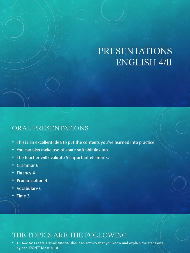 Guidelines for English Oral Presentations | PDF