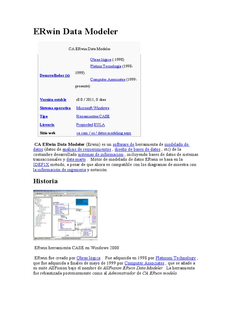 ERwin Data Modeler | PDF | SQL | Bases de datos