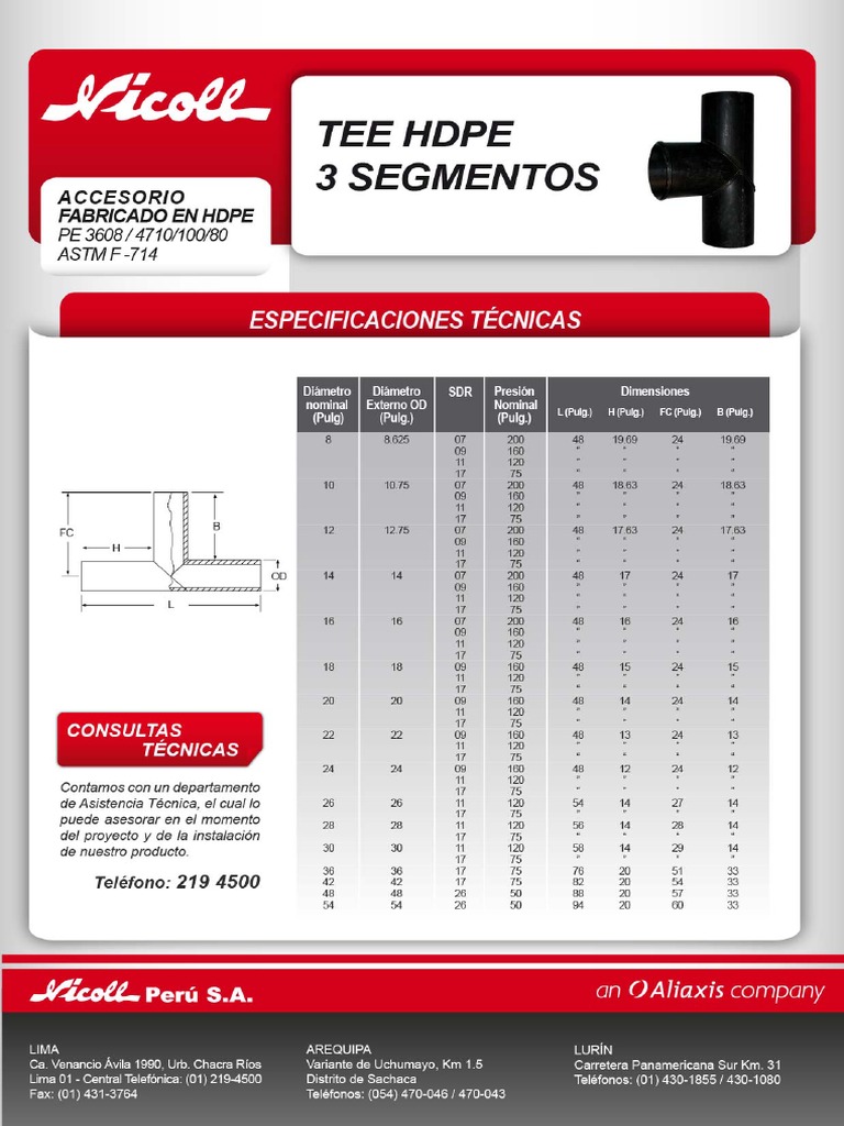 Fichas Tecnicas Accesorios Hdpe Tee PDF | PDF