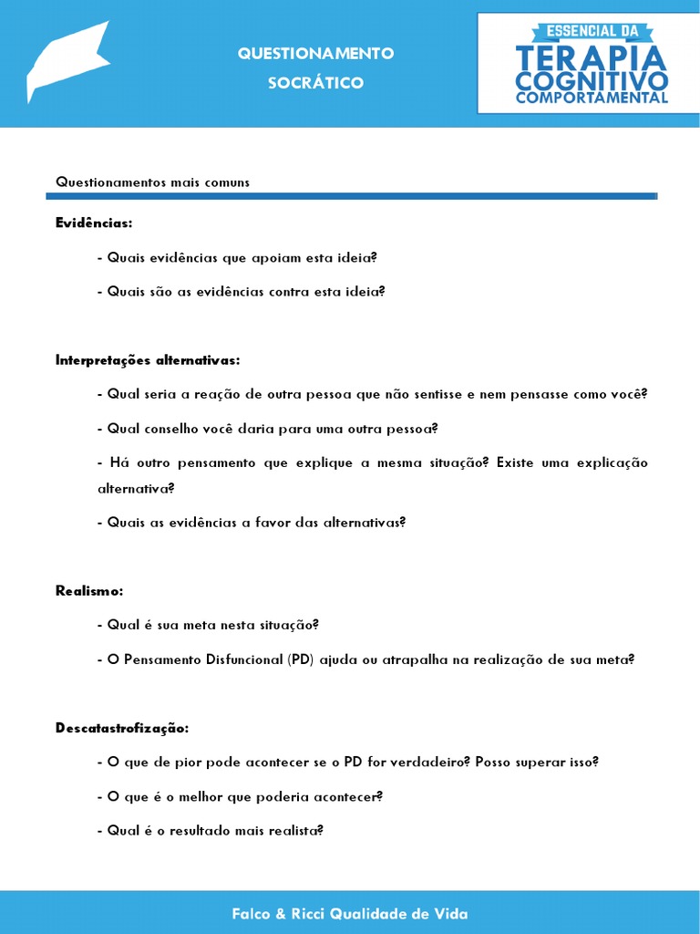 Perguntas do Questionamento Socrático | PDF | Autoajuda