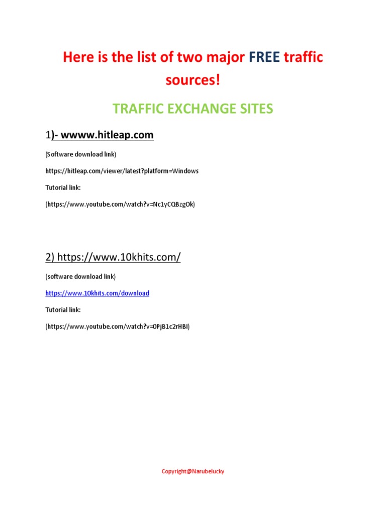 Here Is The List of Two Major Traffic Sources! | PDF