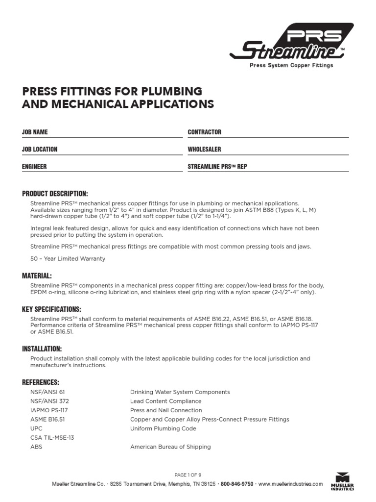 Streamline Copper Tube Type K Submittal Sheet 1596864 | PDF | Pipe ...