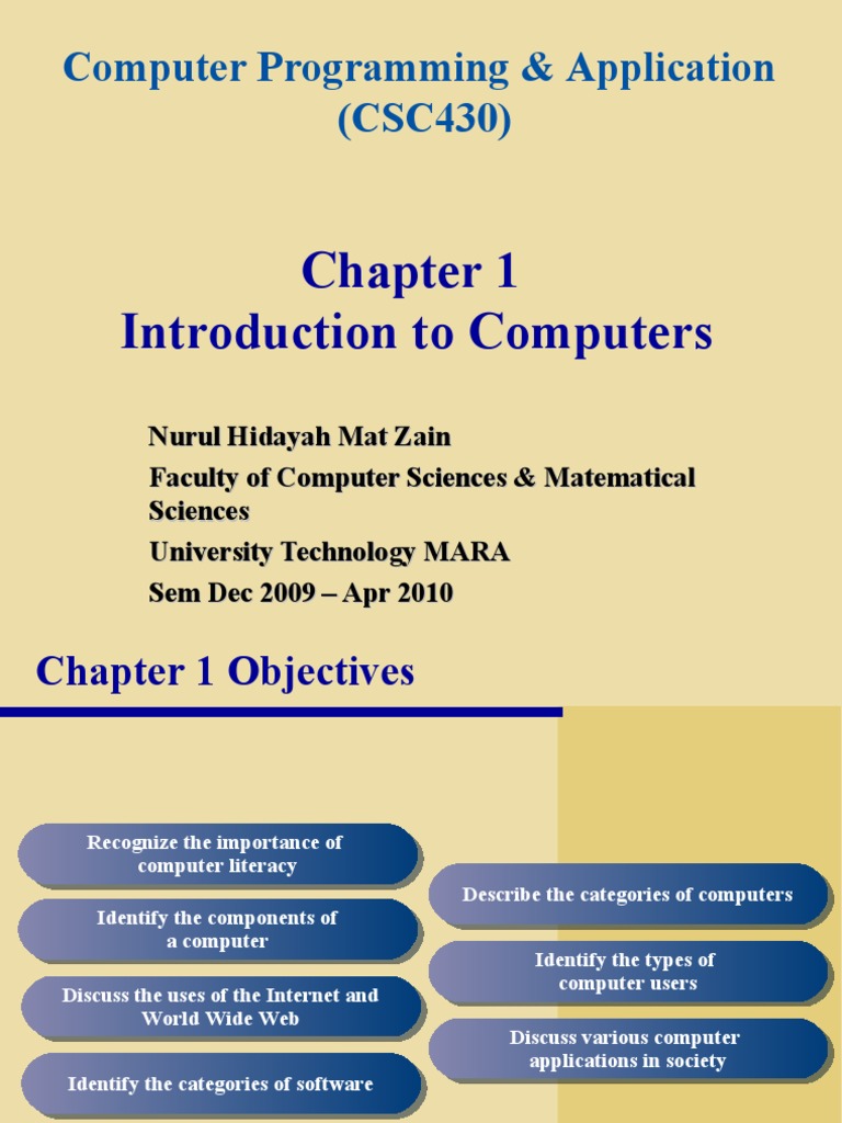 Computer Programming & Application (CSC430) : Introduction To Computers ...