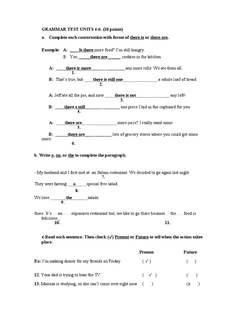 Grammar Test Units 4-6 | PDF
