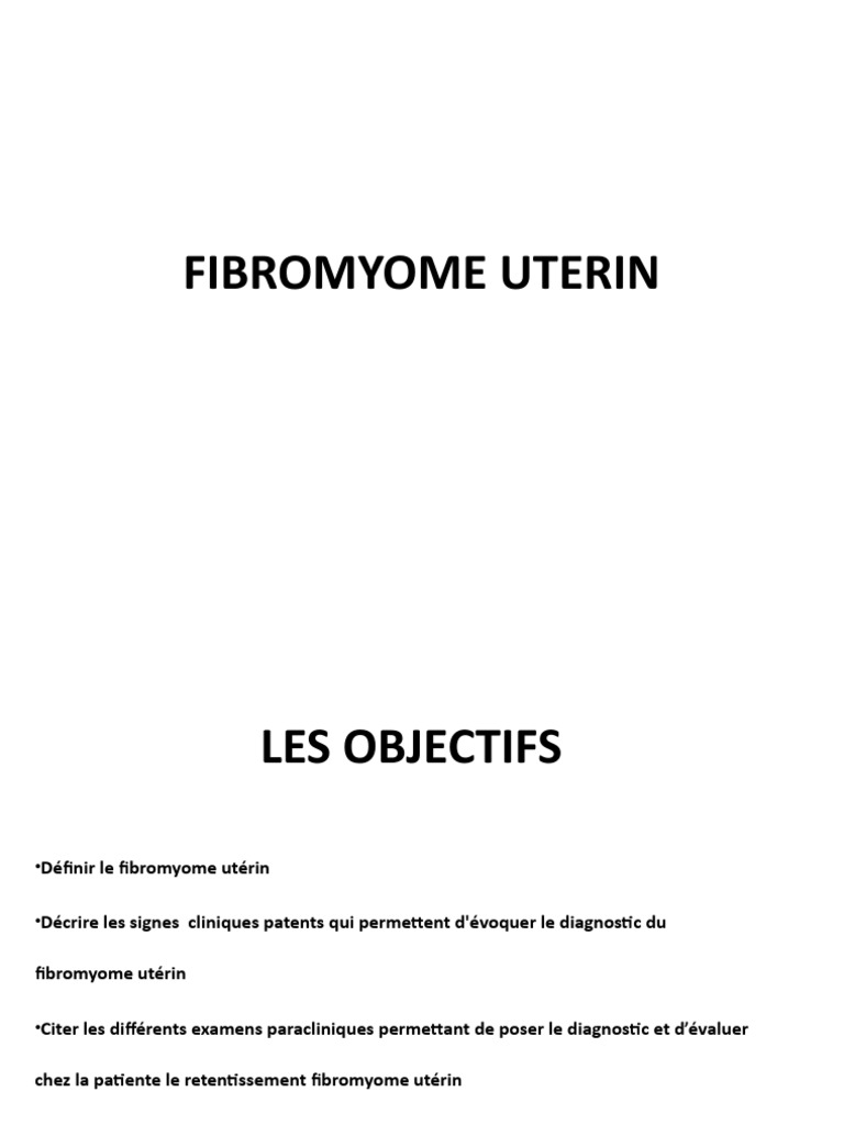 Diagnostic et Complications du Fibromyome | PDF | Utérus | Gynécologie